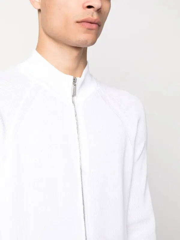MOORER Zip-up Ribbed Sweatshirt