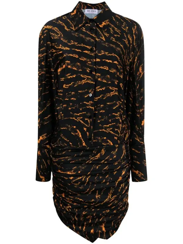 Attico Abstract-patterned Shirt Dress - Black