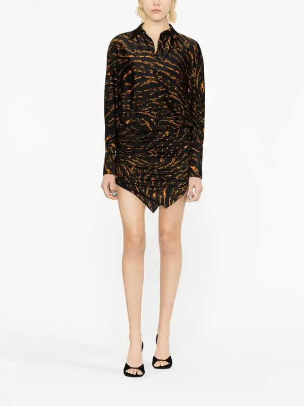 Attico Abstract-patterned Shirt Dress - Black