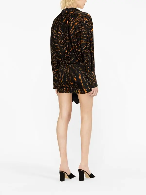 Attico Abstract-patterned Shirt Dress - Black