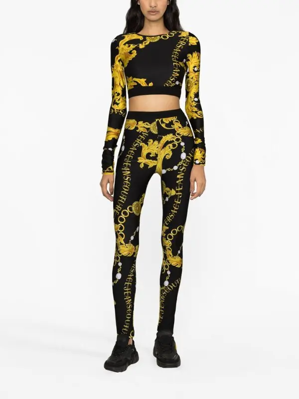 Versace Logo Couture-print Crop Top