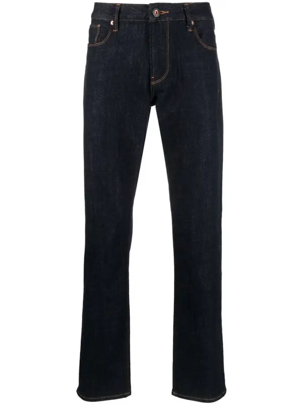 Emporio Armani Dark-wash Straight-leg Jeans - Blue