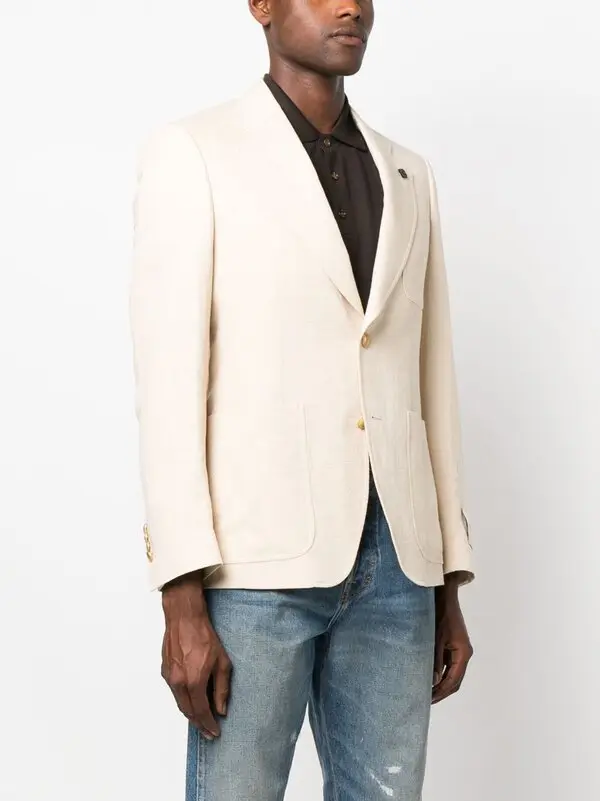 LARDINI Single-breasted Cotton-blend Blazer - Neutrals