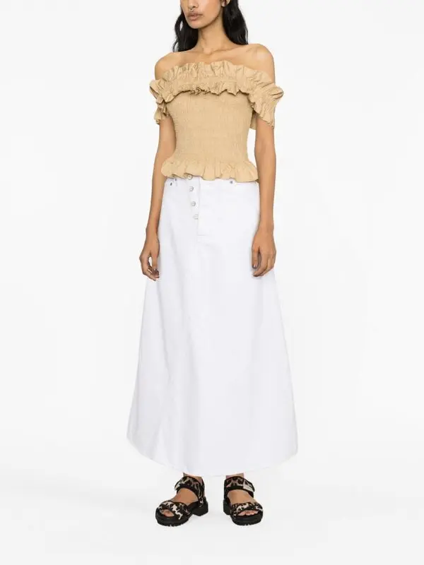 GANNI Ruffled Off-shoulder Top