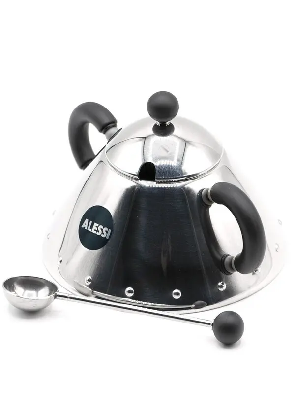 ALESSI Logo-print Sugar Bowl & Spoon Set - Silver