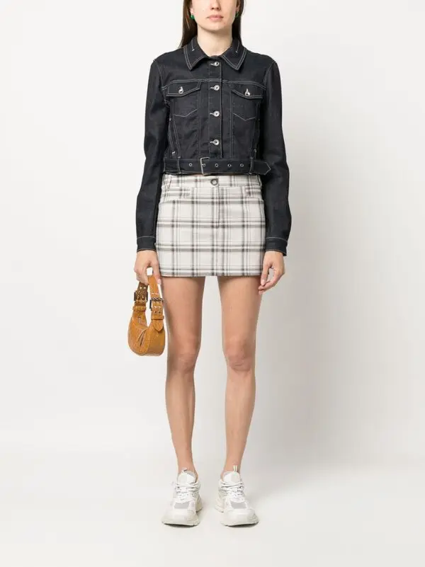 Patrizia Pepe Cropped Denim Jacket With Contrast Stitching