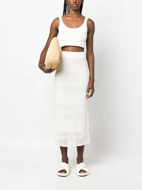 FRAME Crochet-knit Cropped Top