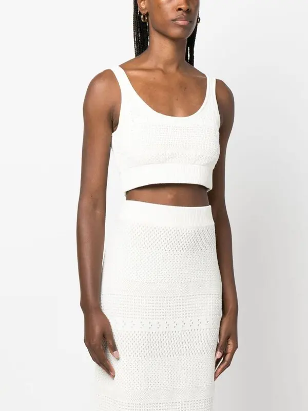 FRAME Crochet-knit Cropped Top