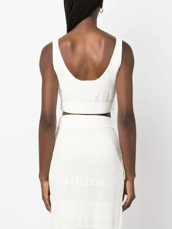 FRAME Crochet-knit Cropped Top