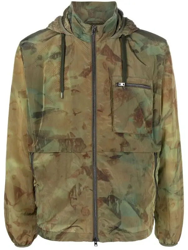 Herno Camouflage-pattern Hooded Bomber Jacket
