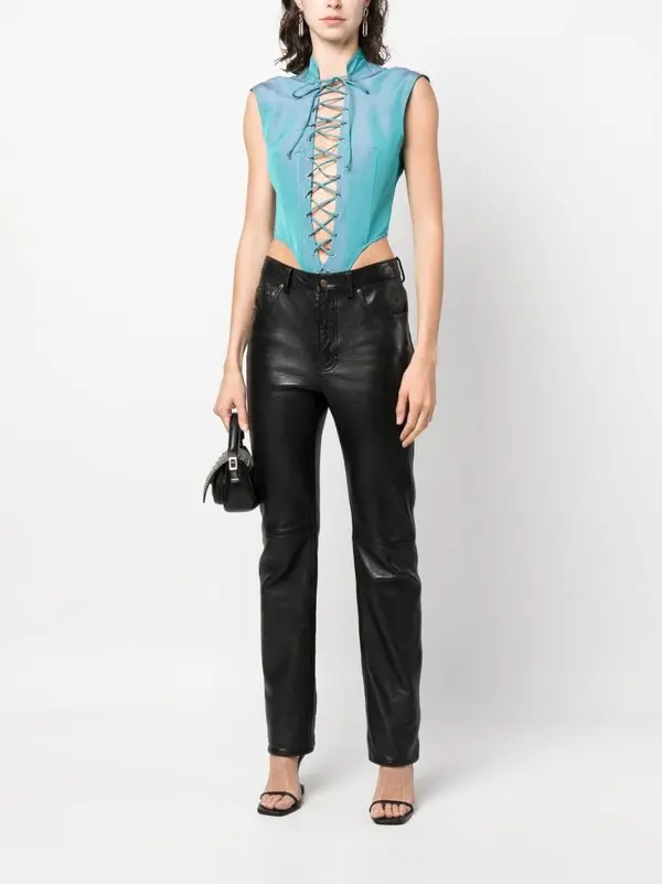 LAQUAN SMITH Lace-up Bodysuit - Blue