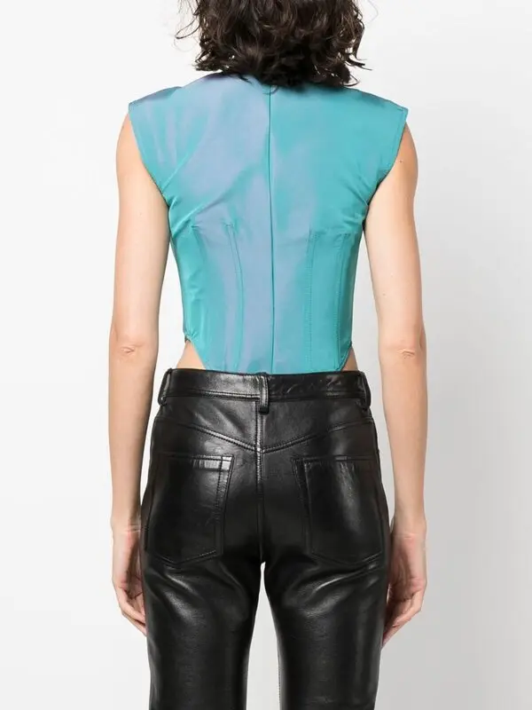 LAQUAN SMITH Lace-up Bodysuit - Blue