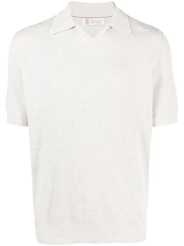 Brunello Cucinelli Ribbed-knit T-shirt - Grey