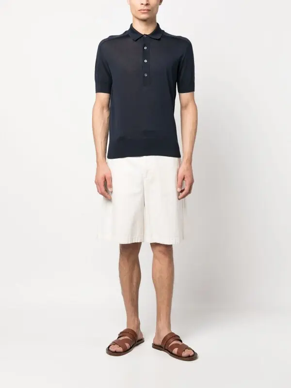 MOORER Semi-sheer Silk Polo Shirt