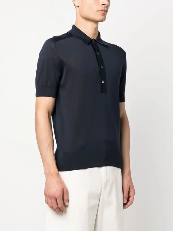 MOORER Semi-sheer Silk Polo Shirt