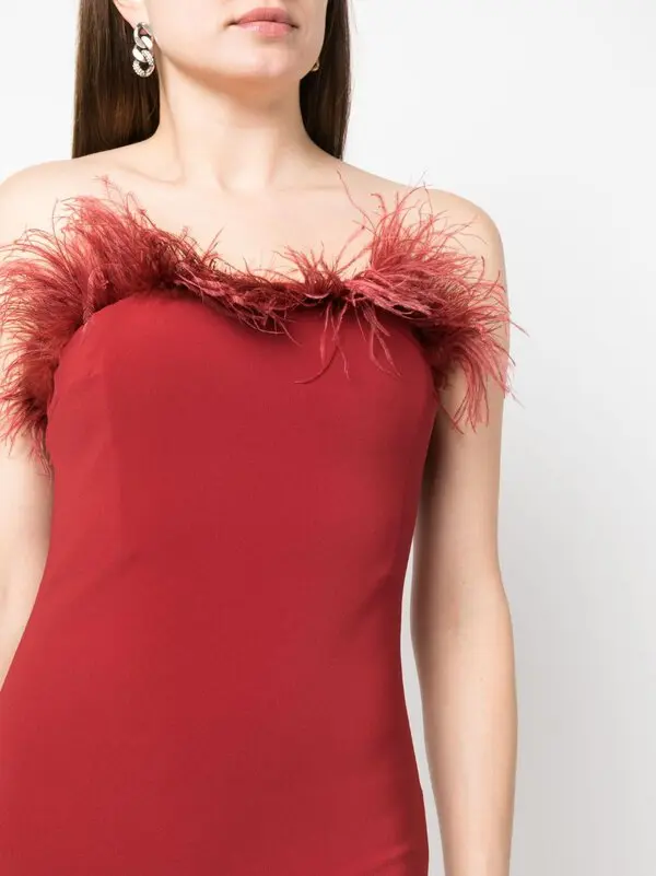 Patrizia Pepe Feather-trim Fitted Midi Dress