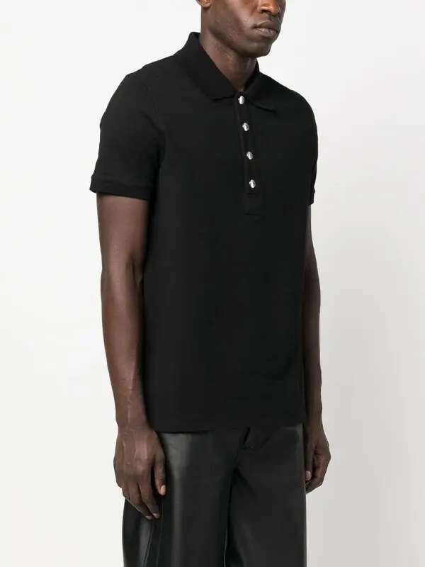 Balmain Monogram-pattern Piqué Polo Shirt - Black