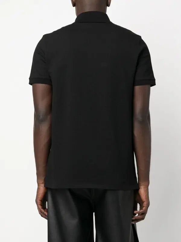 Balmain Monogram-pattern Piqué Polo Shirt - Black