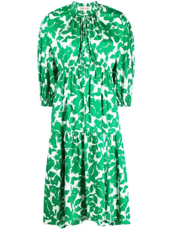 Diane Von Furstenberg Artie Floral-Print Idi Dress In Green - 53% Off |  Editorialist
