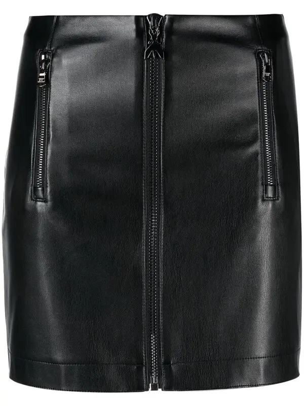 Patrizia Pepe Patent Zip-up Miniskirt - Black