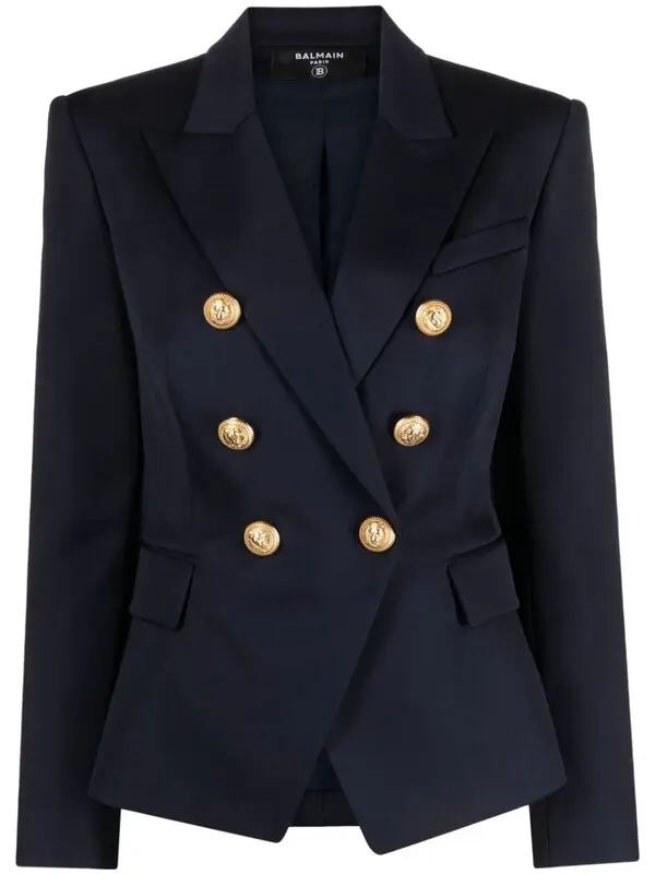 Balmain Double-breasted Wool Blazer - Blue