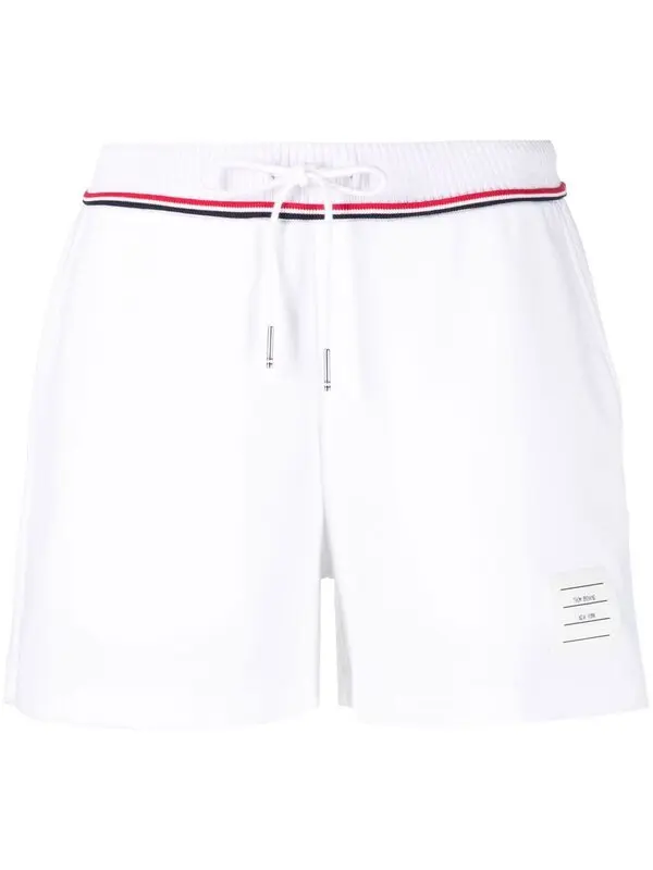 Thom Browne Logo-patch Cotton Sweat Shorts - White
