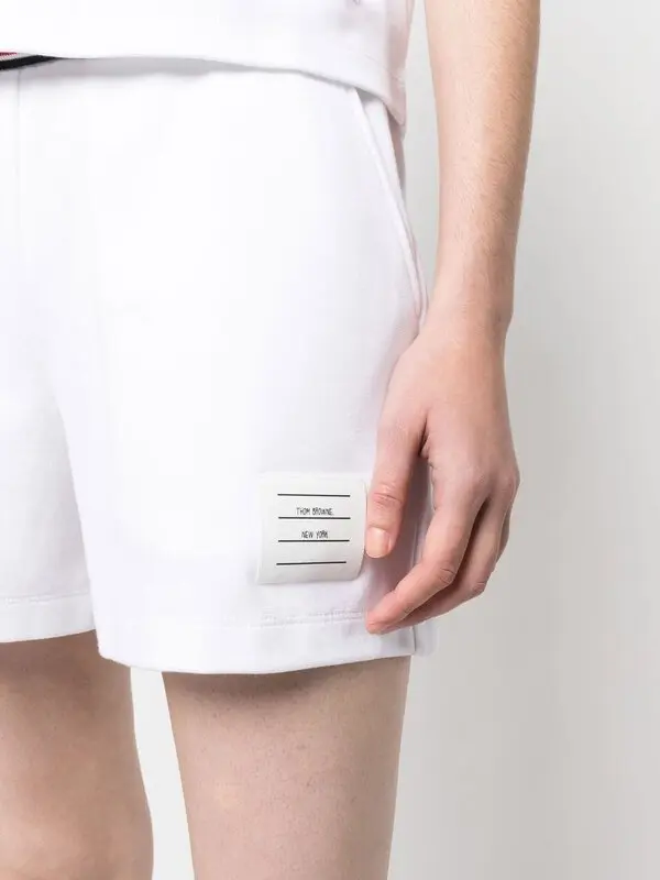 Thom Browne Logo-patch Cotton Sweat Shorts