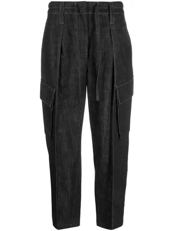 Brunello Cucinelli Denim Cargo Trousers - Black