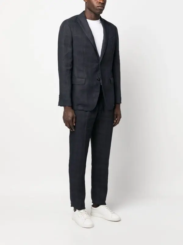 Boglioli Single-breasted Check-pattern Linen Suit