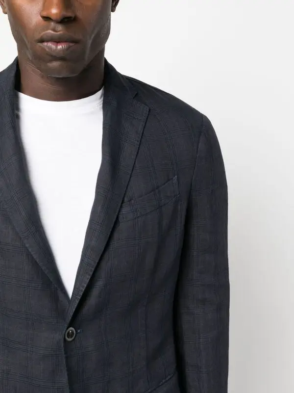 Boglioli Single-breasted Check-pattern Linen Suit