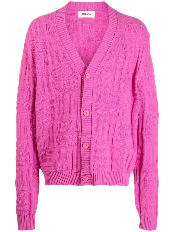 AMBUSH Monogram-pattern Knit Cardigan - Pink