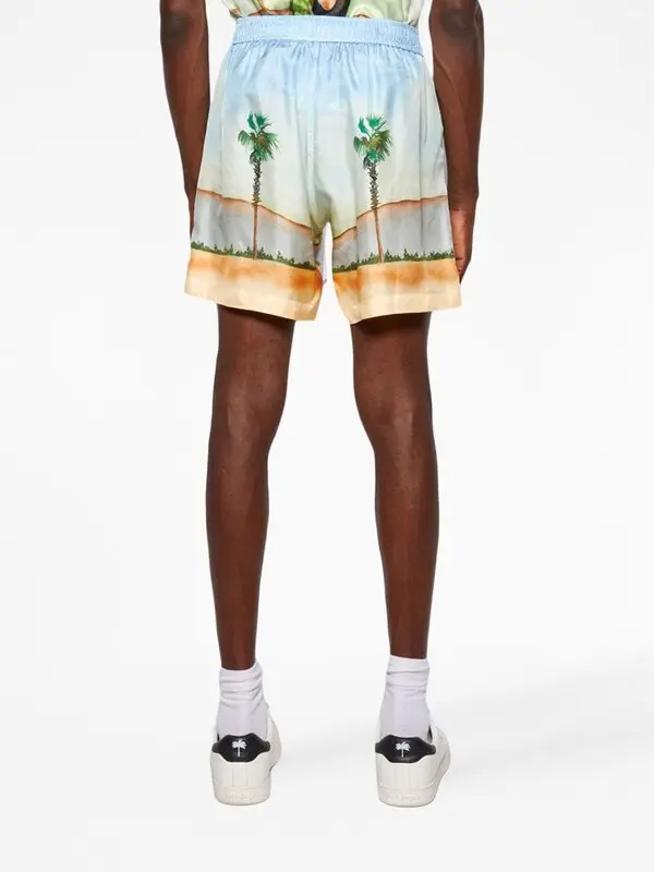 Amiri Dinosaur Webster Palm-tree Shorts - Blue