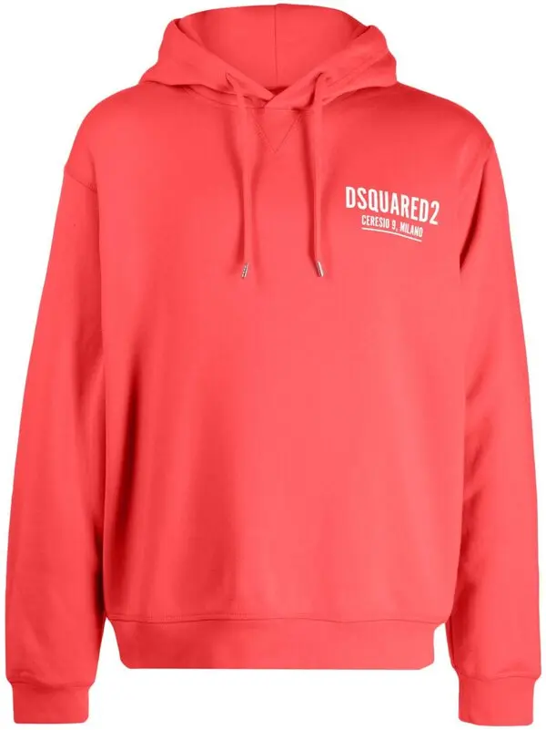 Dsquared2 Cotton Logo Hoodie - Red