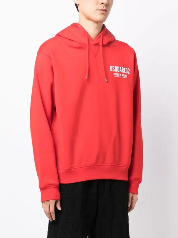 Dsquared2 Cotton Logo Hoodie - Red
