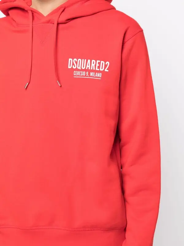 Dsquared2 Cotton Logo Hoodie - Red