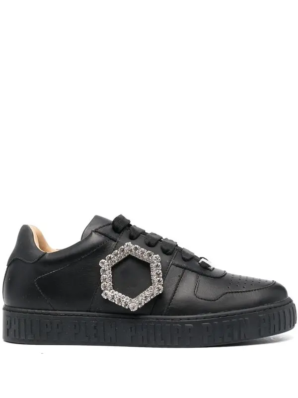 Philipp Plein Crystal-embellished Leather Sneakers