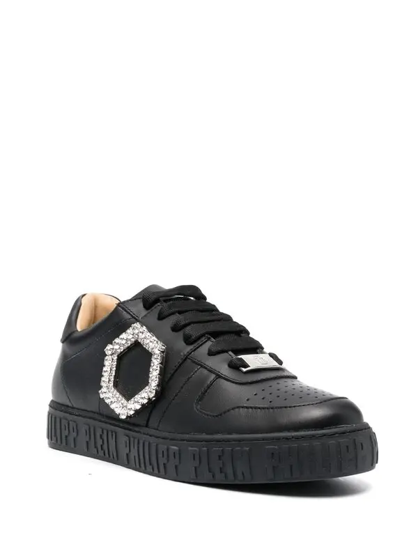 Philipp Plein Crystal-embellished Leather Sneakers
