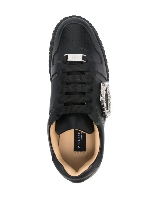 Philipp Plein Crystal-embellished Leather Sneakers