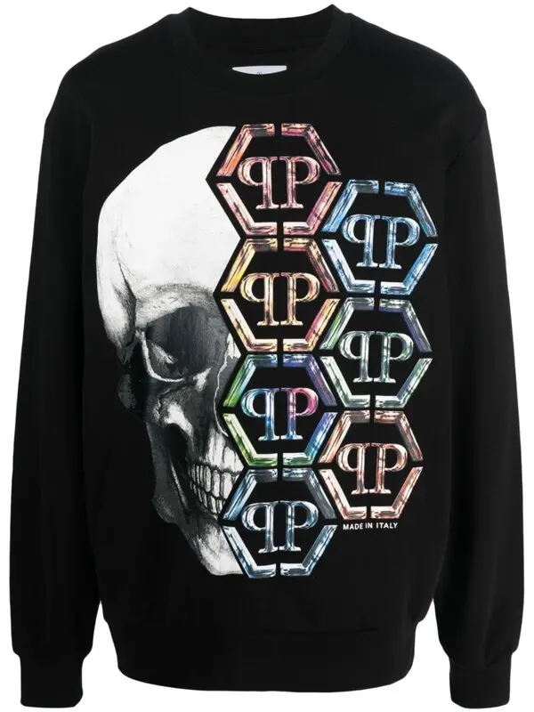 Philipp Plein Skull-print Cotton Sweatshirt - Black