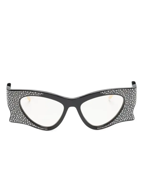 Gucci Crystal-embellished Irregular-shape Sunglasses - Black