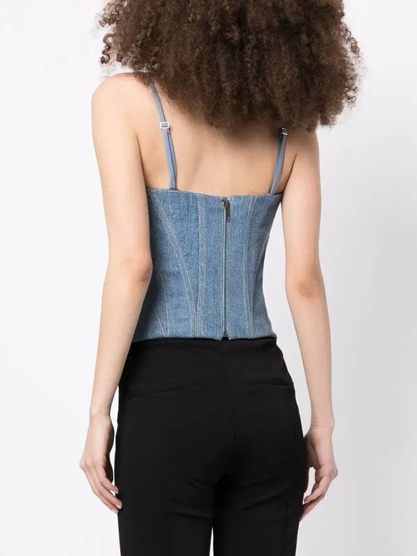 FLEUR DU MAL Denim Bustier Top - Blue