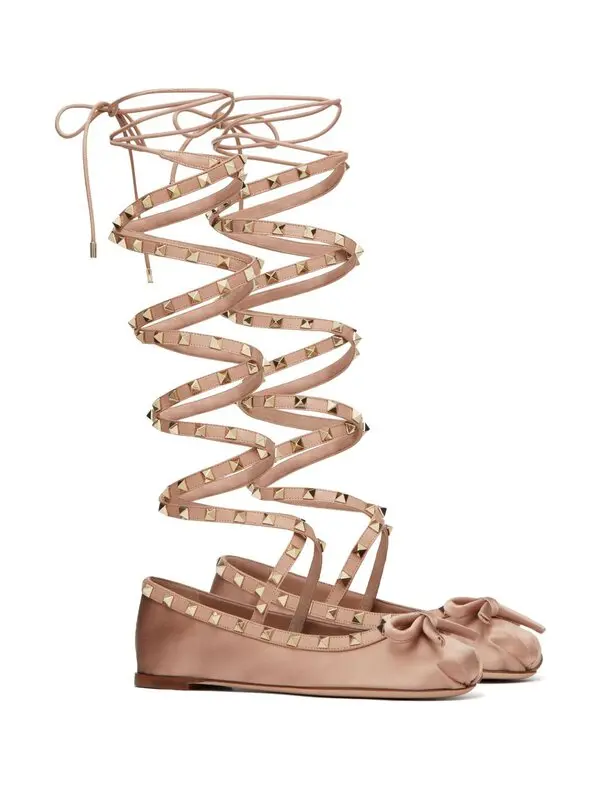 Valentino Garavani Rockstud Embellished Ballerinas - Pink