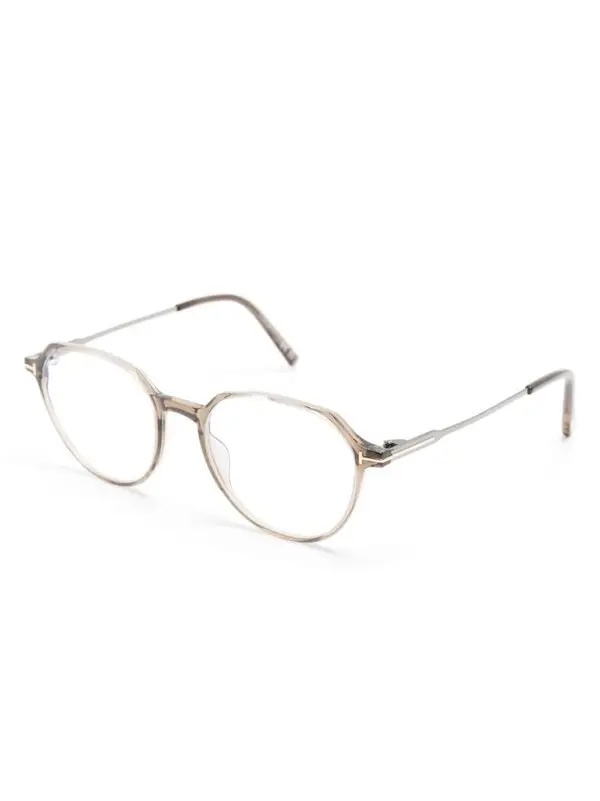 TOM FORD T-logo Round-frame Glasses - Brown
