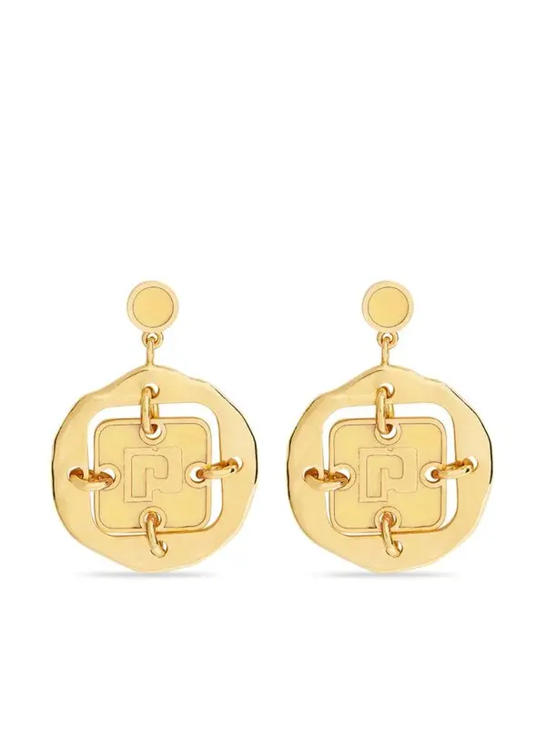 Rabanne Medal Drop Earrings - Gold