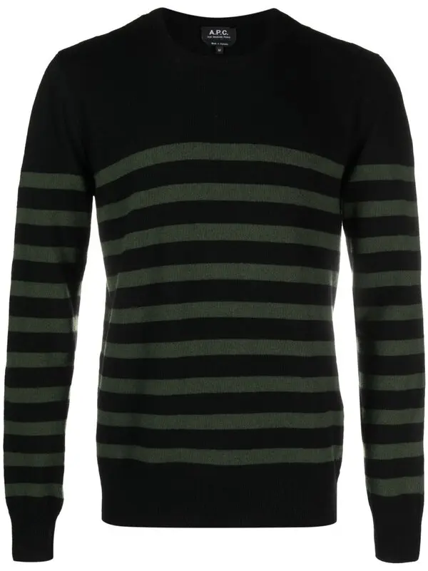 A.p.c. Striped Wool Jumper - Black