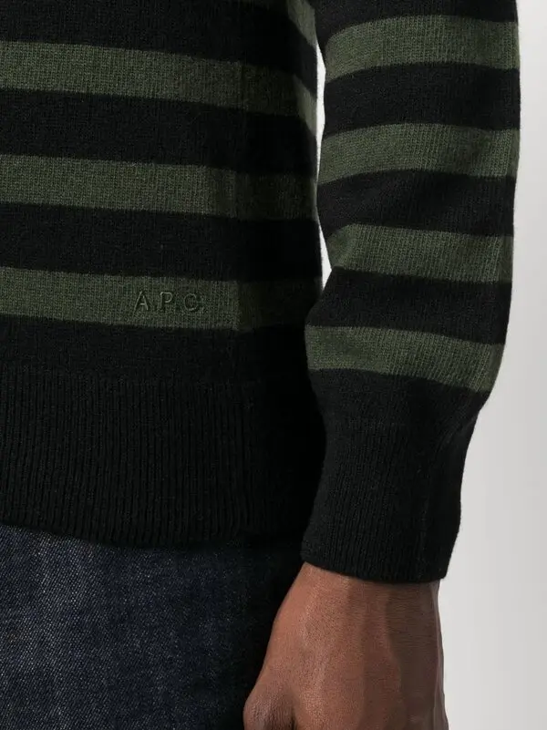 A.p.c. Striped Wool Jumper - Black