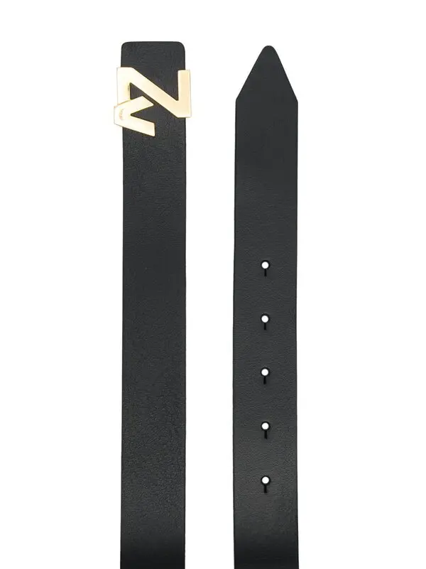 Zadig&Voltaire Logo-plaque Leather Belt - Black