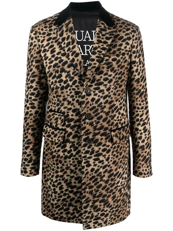 Dsquared2 Leopard-print Single-breasted Coat