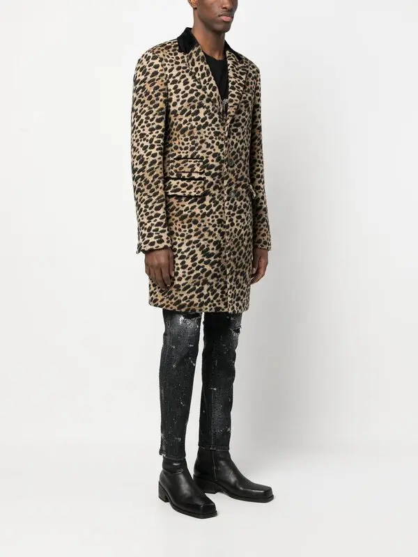 Dsquared2 Leopard-print Single-breasted Coat