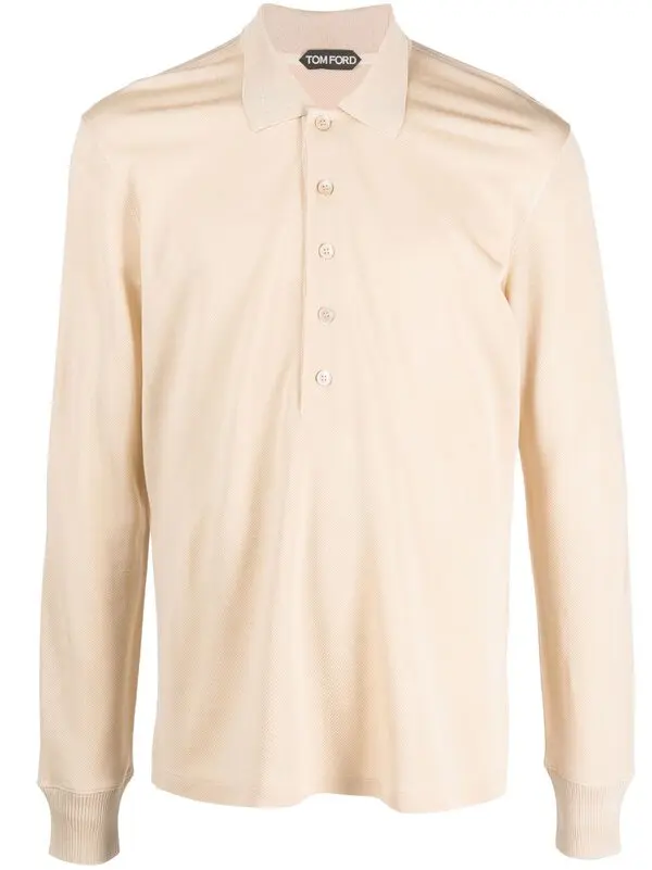 TOM FORD Piqué Long-sleeve Polo Shirt